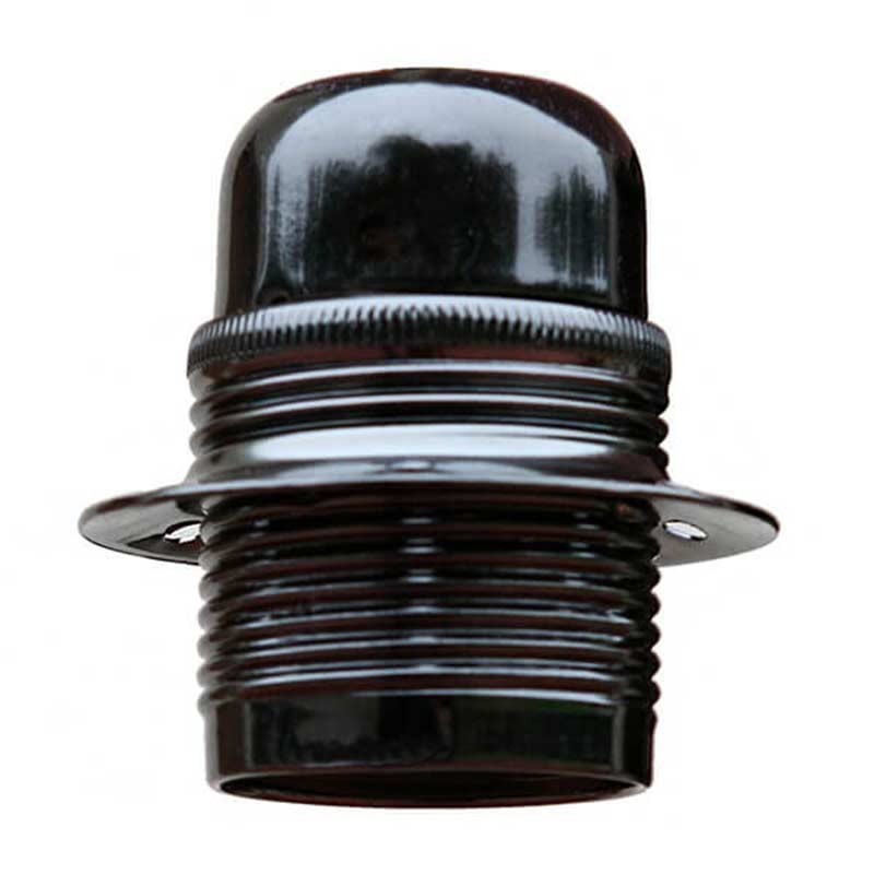 Douille à vis E27 en acier finition chromé noir