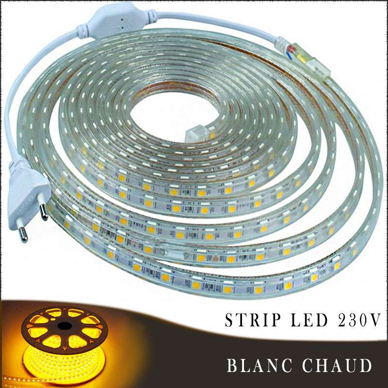 Strip LED 230V éclairage blanc chaud vendu au mètre linéaire