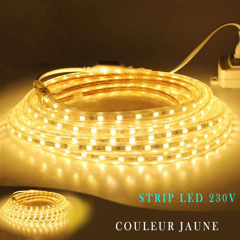 Strip LED 230V couleur d'éclairage jaune rouleau de 25, 50 ou 100m
