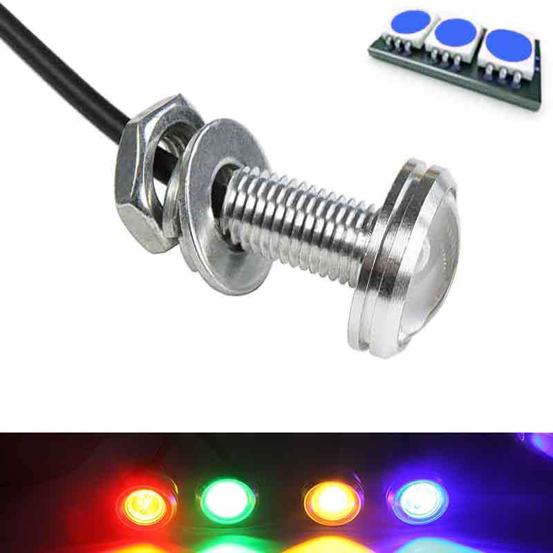 Mini lampe spot LED couleur bleue 12 volts 3 watts sur manchon M10
