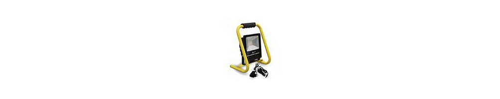 Battery-powered LED floodlights